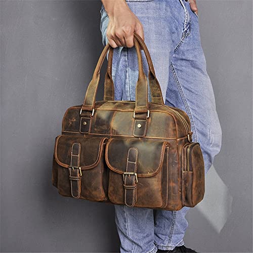 MXIAOXIA Retro Men's Handbag Leather Travel Bag Luggage Bag Business Travel Diagonal Bag Large Bag