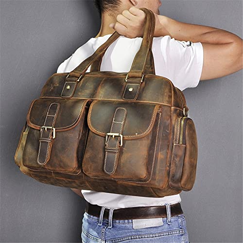 MXIAOXIA Retro Men's Handbag Leather Travel Bag Luggage Bag Business Travel Diagonal Bag Large Bag