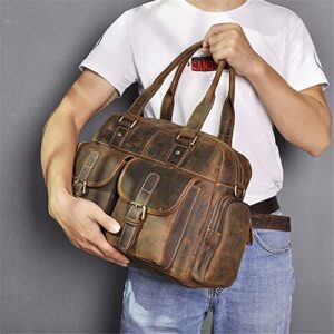 MXIAOXIA Retro Men's Handbag Leather Travel Bag Luggage Bag Business Travel Diagonal Bag Large Bag