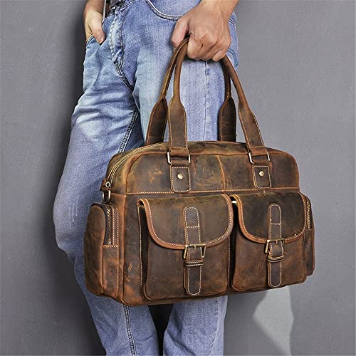 MXIAOXIA Retro Men's Handbag Leather Travel Bag Luggage Bag Business Travel Diagonal Bag Large Bag