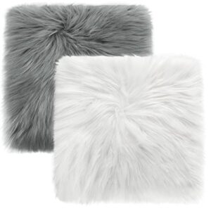 blavvennt 2 pcs luxurious faux fur blanket set for home decor, photography, and more – soft and delicate gray and white combo pack for cozy nights, professional photos, and stylish accessories.