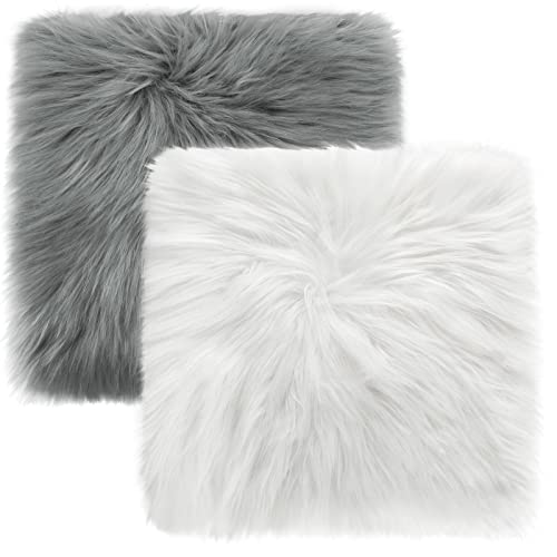 Blavvennt 2 Pcs Luxurious Faux Fur Blanket Set for Home Decor, Photography, and More - Soft and Delicate Gray and White Combo Pack for Cozy Nights, Professional Photos, and Stylish Accessories.