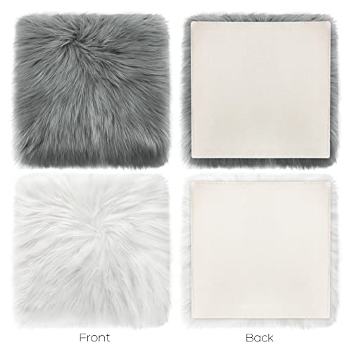 Blavvennt 2 Pcs Luxurious Faux Fur Blanket Set for Home Decor, Photography, and More - Soft and Delicate Gray and White Combo Pack for Cozy Nights, Professional Photos, and Stylish Accessories.