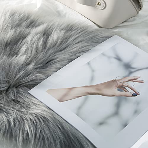 Blavvennt 2 Pcs Luxurious Faux Fur Blanket Set for Home Decor, Photography, and More - Soft and Delicate Gray and White Combo Pack for Cozy Nights, Professional Photos, and Stylish Accessories.