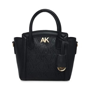 anne klein embossed top handle mini satchel, black