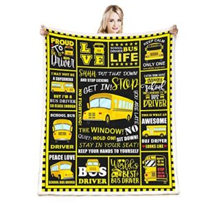 cyrekud school bus driver gifts blanket,bus driver appreciation gifts throw blanket,bus driver for women men,soft bus driver blanket for sofa couch home bedroom decor 50″x 60″