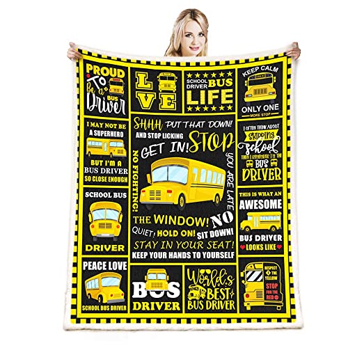 CYREKUD School Bus Driver Gifts Blanket,Bus Driver Appreciation Gifts Throw Blanket,Bus Driver for Women Men,Soft Bus Driver Blanket for Sofa Couch Home Bedroom Decor 50"x 60"