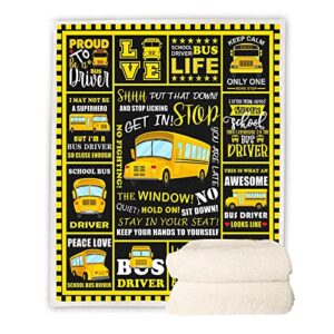 CYREKUD School Bus Driver Gifts Blanket,Bus Driver Appreciation Gifts Throw Blanket,Bus Driver for Women Men,Soft Bus Driver Blanket for Sofa Couch Home Bedroom Decor 50"x 60"