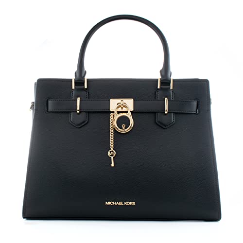 Michael Kors Hamilton Legacy Large Leather Belted Satchel (Black)