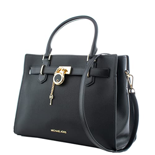 Michael Kors Hamilton Legacy Large Leather Belted Satchel (Black)