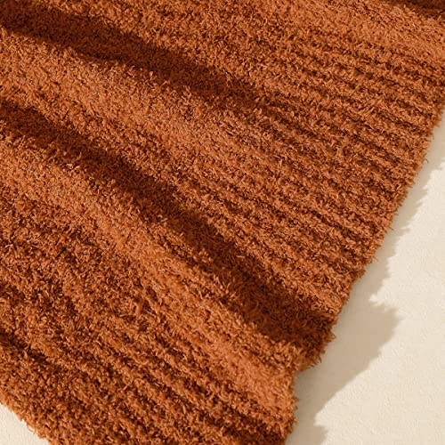 Waffle Knit Throw Blanket Super Soft Warm Blanket for Couch Lightweight Blanket for Bed Sofa 50x60 Rust