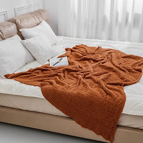 Waffle Knit Throw Blanket Super Soft Warm Blanket for Couch Lightweight Blanket for Bed Sofa 50x60 Rust