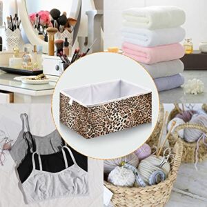 Kigai Foldable Storage Bins Cube,Leopard Print Closet Storage Baskets for Shelves Storage Box Open Storage Bins or Nursery Shelf, Closet, Office 11x11x11in