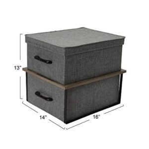 Household Essentials Stacking Storage Boxes with Laminate Top, Set of 2, Ashwood