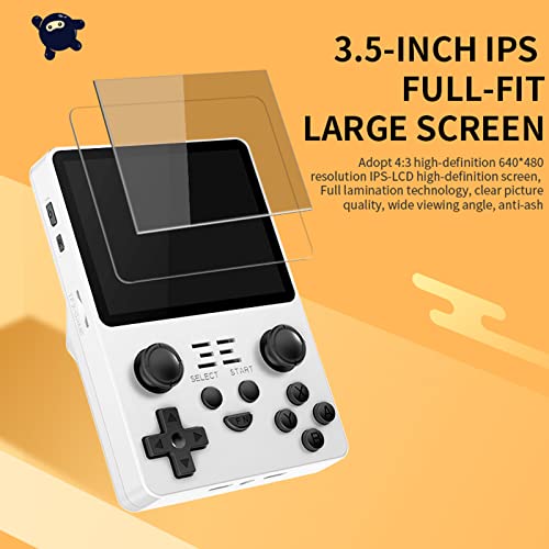 Powkiddy RGB20S Handheld Retro Game Console with Built-in Games,3.5 Inch IPS Screen Game Player (128G 20000 Games White)