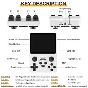 Powkiddy RGB20S Handheld Retro Game Console with Built-in Games,3.5 Inch IPS Screen Game Player (128G 20000 Games White)