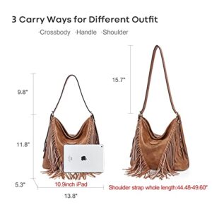 Shoulder Bags for Women Crossbody Bags Hobo Fringe Handbag Purse Satchel Tassel Bag Large Multi Pocket Adjustable Strap