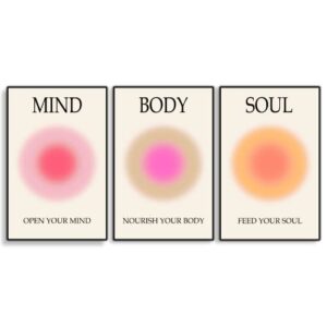 mind body soul print positive aura posters painting – colorful aura poster energy wall art minimalist colorful print aesthetic wall decor poster energy spiritual picture – 11x17in laminated – no frame