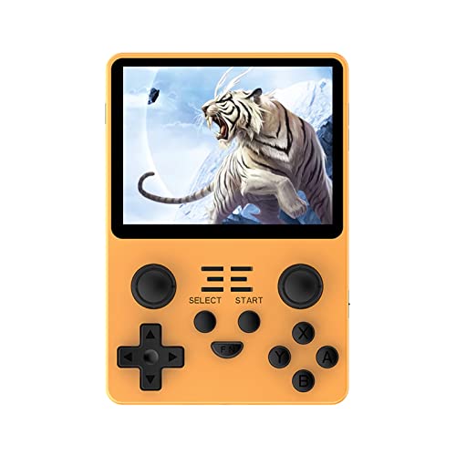 Powkiddy RGB20S Handheld Retro Game Console with Built-in Games,3.5 Inch IPS Screen Game Player (128G 20000 Games Yellow)