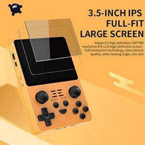 Powkiddy RGB20S Handheld Retro Game Console with Built-in Games,3.5 Inch IPS Screen Game Player (128G 20000 Games Yellow)