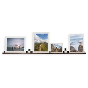 Rustic State Ted Wall Mount Extra Long Narrow Picture Ledge Photo Frame Display - 72 Inch Wooden Floating Shelf for Living Room Office Kitchen Bedroom Bathroom - Burnt Brown