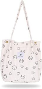 women’s tote bag smiley face casual tote shoulder bag handbag big capacity shoulder bag school crossbody bags