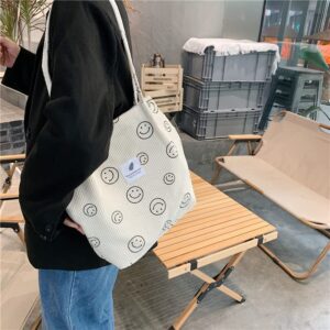 Women's Tote Bag Smiley Face Casual Tote shoulder bag Handbag Big Capacity Shoulder Bag school crossbody bags