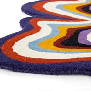 Naz Carpet Beyond Rug Irregular Shaped Throw Illusion Pattern Hand-Tufted 100% Wool Handmade Area Rug (Color Multi, 7x7 Feet)