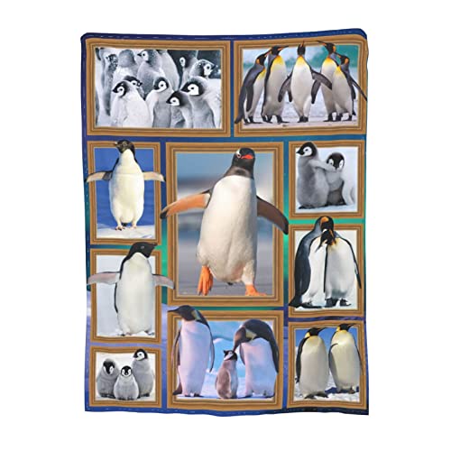 Penguin Blanket Throw Blanket Flannel Fleece Blanket Soft Fuzzy Lightweight Blanket for Sofa Bedroom Couch 60"x50"