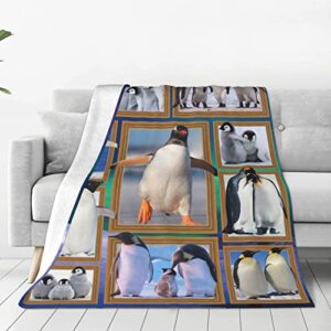 Penguin Blanket Throw Blanket Flannel Fleece Blanket Soft Fuzzy Lightweight Blanket for Sofa Bedroom Couch 60"x50"