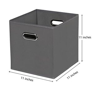 NieEnjoy Fabric Storage Bins Cubes ,Foldable Storage Cubes Bins Organizer Baskets with Dual Handles for Home Container Set of 2,(Grey)