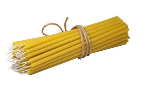 Pure Beeswax Church Candles, Orthodox Church Tapers 7.5 Inches (19 cm), Handmade, 50 candles