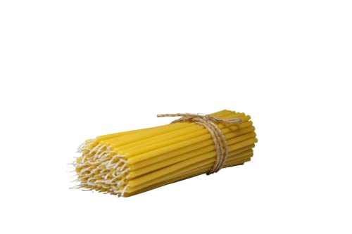 Pure Beeswax Church Candles, Orthodox Church Tapers 7.5 Inches (19 cm), Handmade, 50 candles