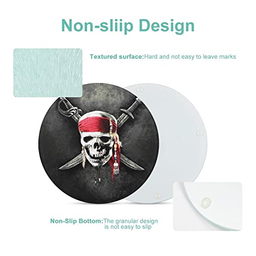 Pirate Skull Cutting Board Tempered Glass Chopping Board for Kitchen Hotel