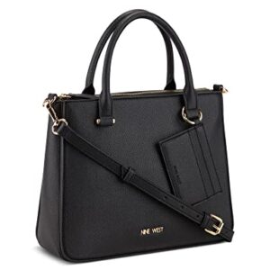 NINE WEST LUCIANNE Jet Set Satchel, Black