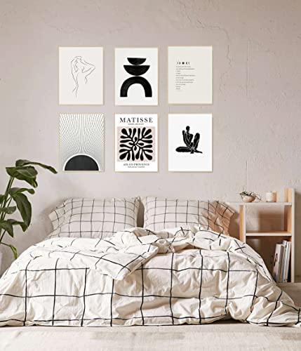 Onivein Matisse Wall Art Prints Set of 6 Black and White Boho Posters Matisse Minimalist Abstract Modern Bohemian Line Artwork Women Body Pictures for Bedroom Living Room Decor（8x10inch, Unframed