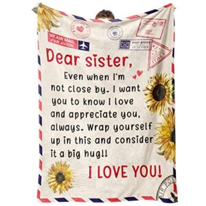 autogiftry sister gifts blanket, sister gifts from sister, sister birthday gifts from sister brother, sister christmas blanket gifts to my sister, big sister gift throw blanket 60” x 50” (beige)