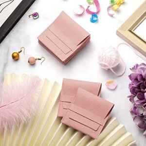 40 Pcs Microfiber Jewelry Pouch with Band 8 x 8 cm, Jewelry Packaging Bag Luxury Small Jewelry Gift Bags Microfiber Bag for Bracelet Necklace Packaging (Pink)