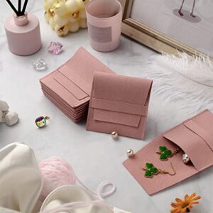 40 Pcs Microfiber Jewelry Pouch with Band 8 x 8 cm, Jewelry Packaging Bag Luxury Small Jewelry Gift Bags Microfiber Bag for Bracelet Necklace Packaging (Pink)