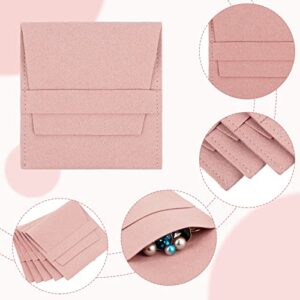 40 Pcs Microfiber Jewelry Pouch with Band 8 x 8 cm, Jewelry Packaging Bag Luxury Small Jewelry Gift Bags Microfiber Bag for Bracelet Necklace Packaging (Pink)