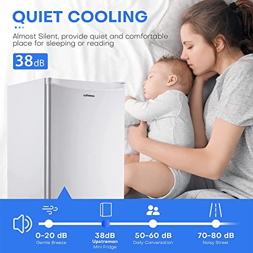 XUEWANG 3.2 Cu.Ft Mini Fridge with Freezer, Single Door Mini Fridge, Adjustable Thermostat, Mini Refrigerator for Dorm, Office, Bedroom (White)