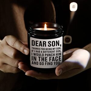 Son Gifts, Gifts for Son Adult, Birthday Gifts for Son from Mom Dad, Son Birthday Gift Ideas, Funny Fathers Day Valentines Day Christmas Graduation Gifts for Son - Sandalwood Scented Candles for Men