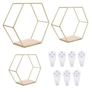 doitool 3pcs iron hexagon wall hexagon shelves hexagon hanging shelves hexagon display shelves wall shelves hexagonal