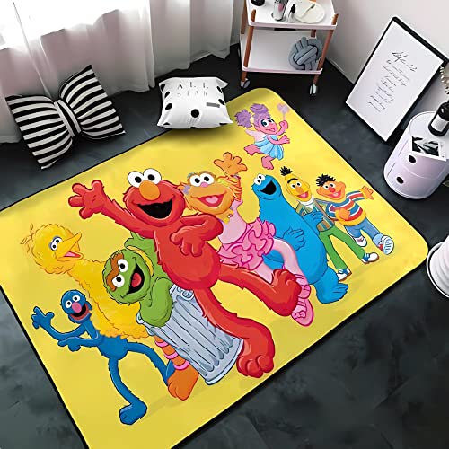 Cartoon 𝐒𝐞.𝐒𝐚𝐦𝐞 𝐒.𝐓𝐫𝐞𝐞𝐭 Area Rug, 𝐄𝐋.𝐌𝐨 Pattern Theme Kids Bedroom Carpet, Non-Slip Washable Mat for Room Nursery Dorm Living Room Home Decor 60 * 39in