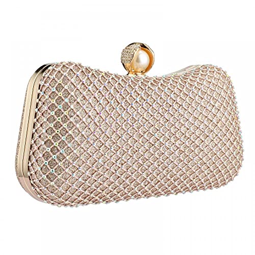 EROUGE Women Evening Clutch Purses Rhinestone Bridal Crystal Evening Handbag for Formal (Rose gold)