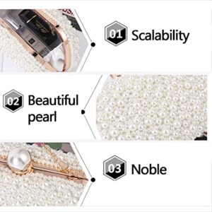 YYIHER Pearl Clutch White Clutch Purses for Women Evening Handbags Beaded Clutch Wedding Bridal Clutch Parites Prom