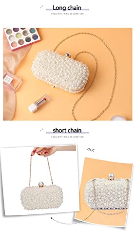 YYIHER Pearl Clutch White Clutch Purses for Women Evening Handbags Beaded Clutch Wedding Bridal Clutch Parites Prom