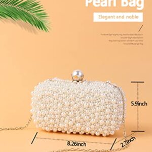 YYIHER Pearl Clutch White Clutch Purses for Women Evening Handbags Beaded Clutch Wedding Bridal Clutch Parites Prom