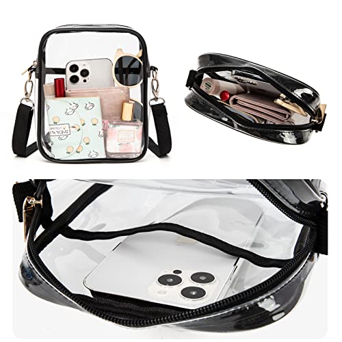 TEABAN Clear Delicate Crossbody Purse Bag, Stadium Approved Transparent Bag for Festivals, Sports Events, Small Concerts Bag for Women Men with Inner Pocket and Adjustable Shoulder Strap