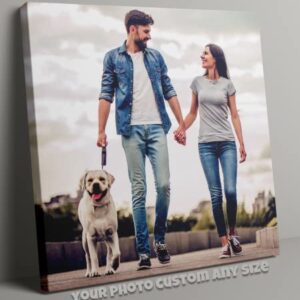 Woaiting Custom Canvas Prints Your Own Photos wall decor for men,boyfriend gift,Personalized Canvas Wall Art Frame Create Wedding, Baby, Pet, Family (White, 8x8)